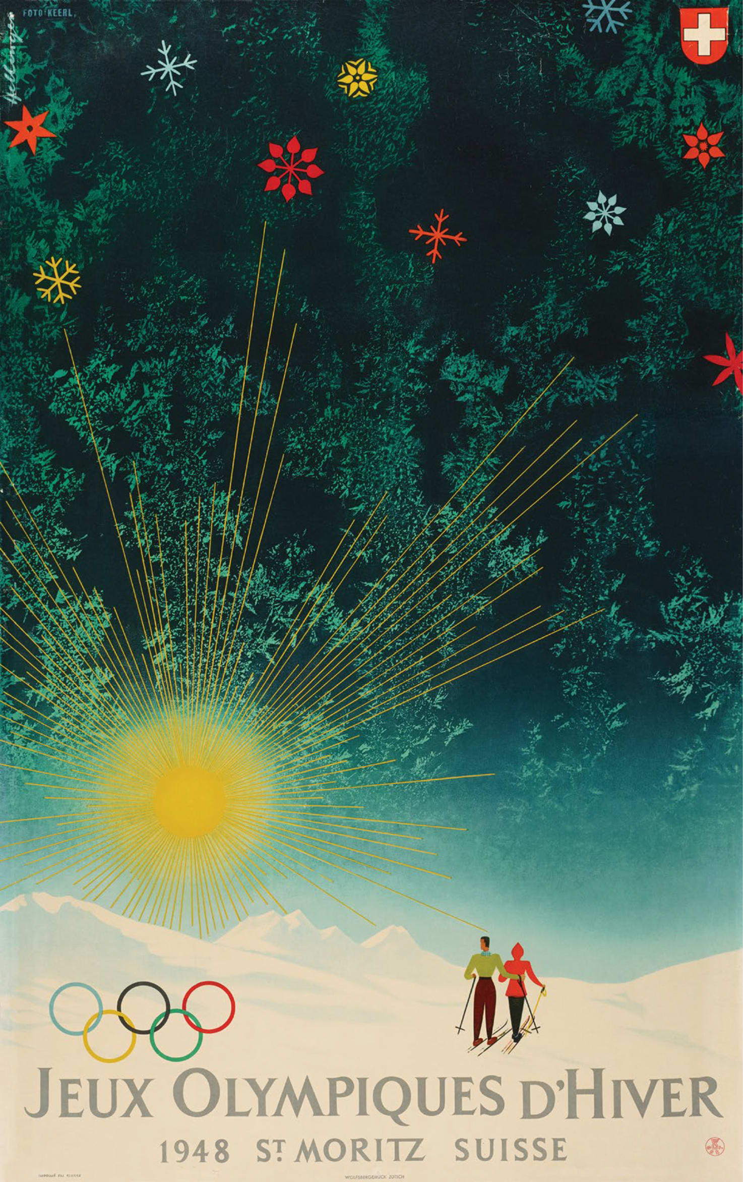 St. Moritz 1948 Olympic logo, poster design & look of the games