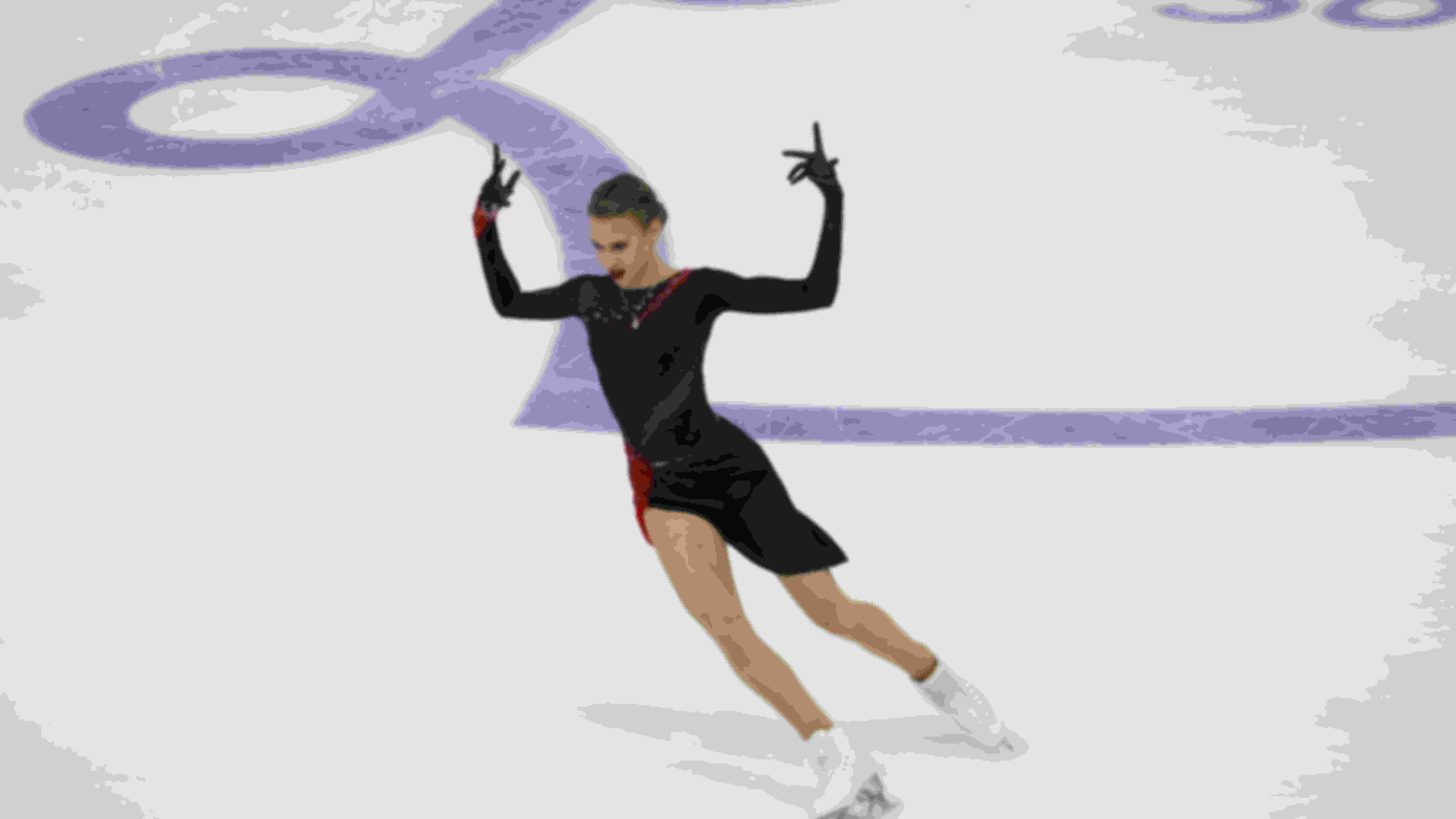 Maiia Khromykh during her free skate at the 2021 Rostelecom Cup in ...