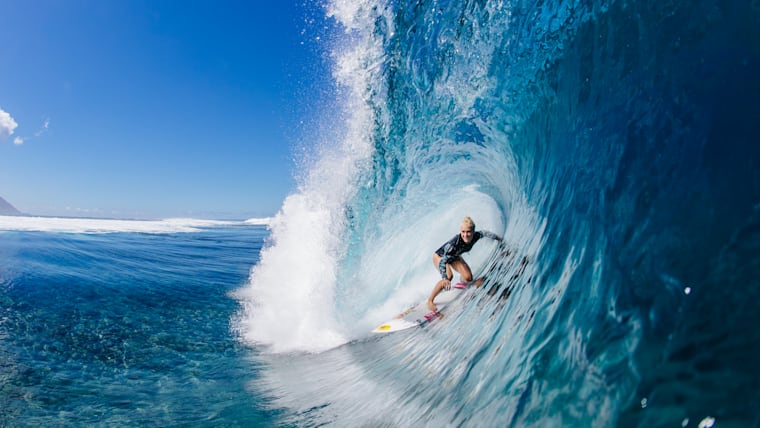 Surfing Tahiti