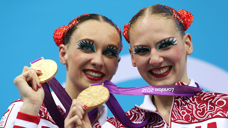 奥运会上的花样游泳队造型