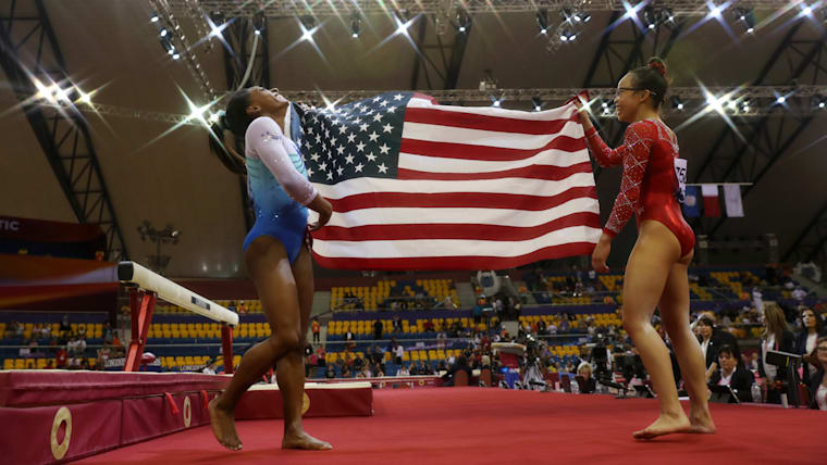 Simone Biles becomes first woman to win four World all-around titles in ...