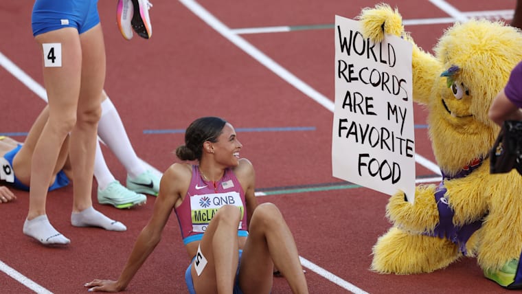 Legend the Bigfoot, mascot of the track and field World Athletics ...