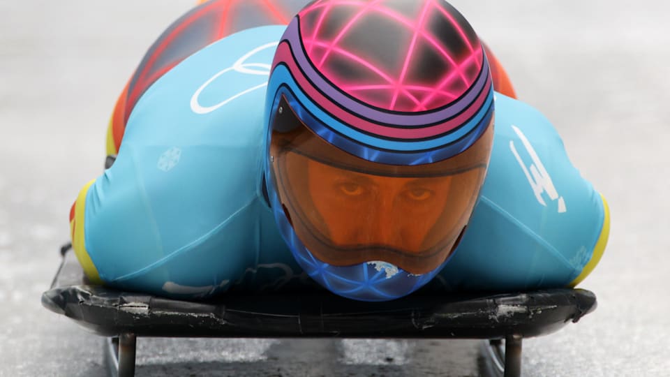 Skeleton helmets at Beijing 2022.