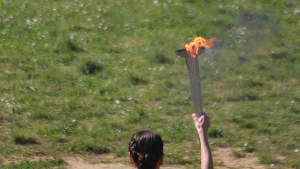 Olympic torch lighting ceremony in Greece