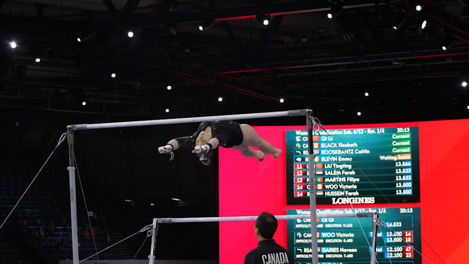 Ellie Black (CAN) on the uneven bars at the 2019 World Gymnastics ...