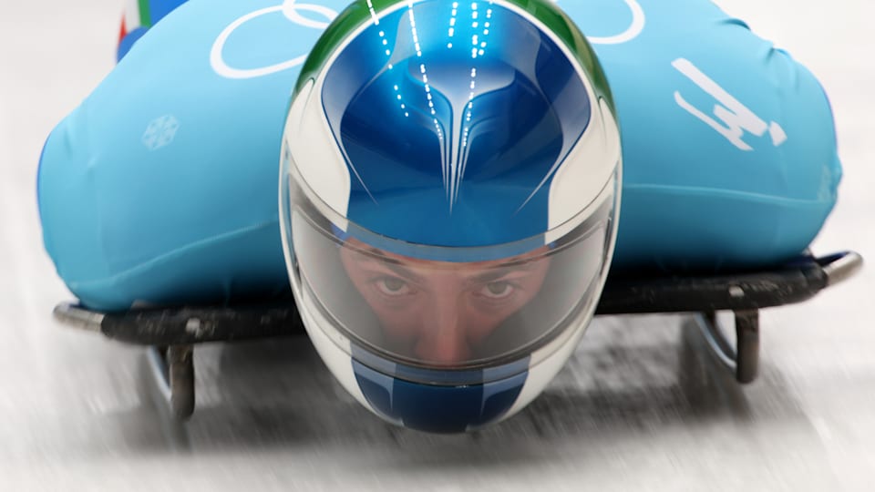 Skeleton helmets at Beijing 2022.