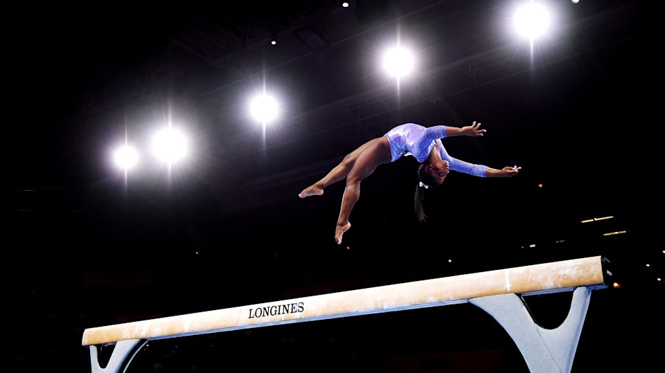 Simone Biles gives fans first look at new balance beam dismount