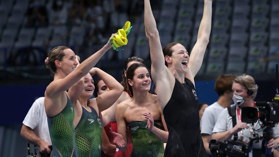 Australia wins women’s 4x100m medley relay in Olympic record