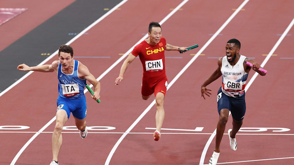 男子4x100米决赛：意大利37秒50夺金