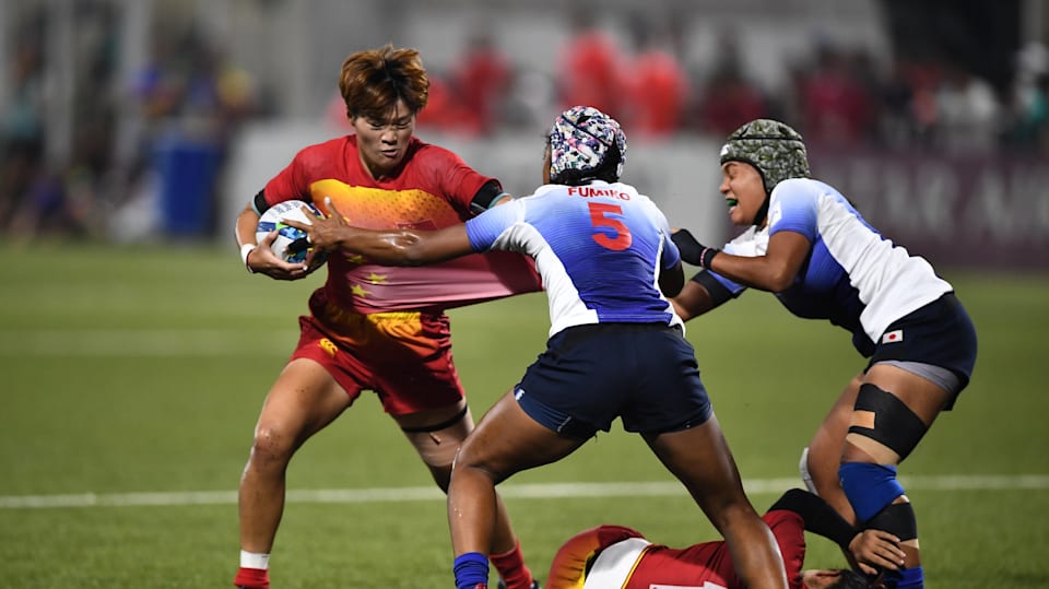 Chinese female rugby team match shot