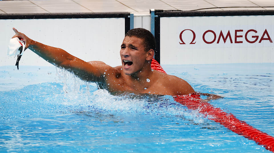 Tunisia's Ahmed Hafnaoui storms to gold in men's 400m freestyle final
