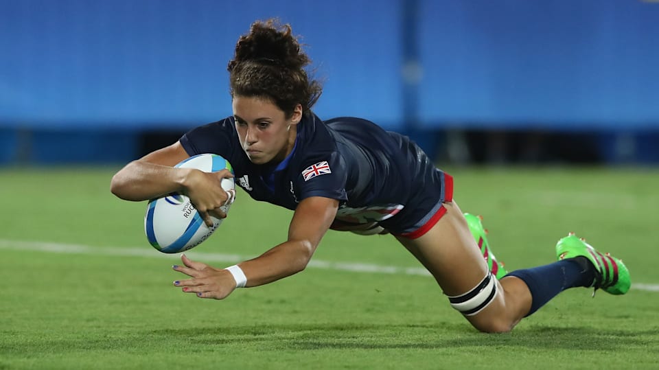 Team GB rugby sevens player Abbie Brown at Rio 2016 match