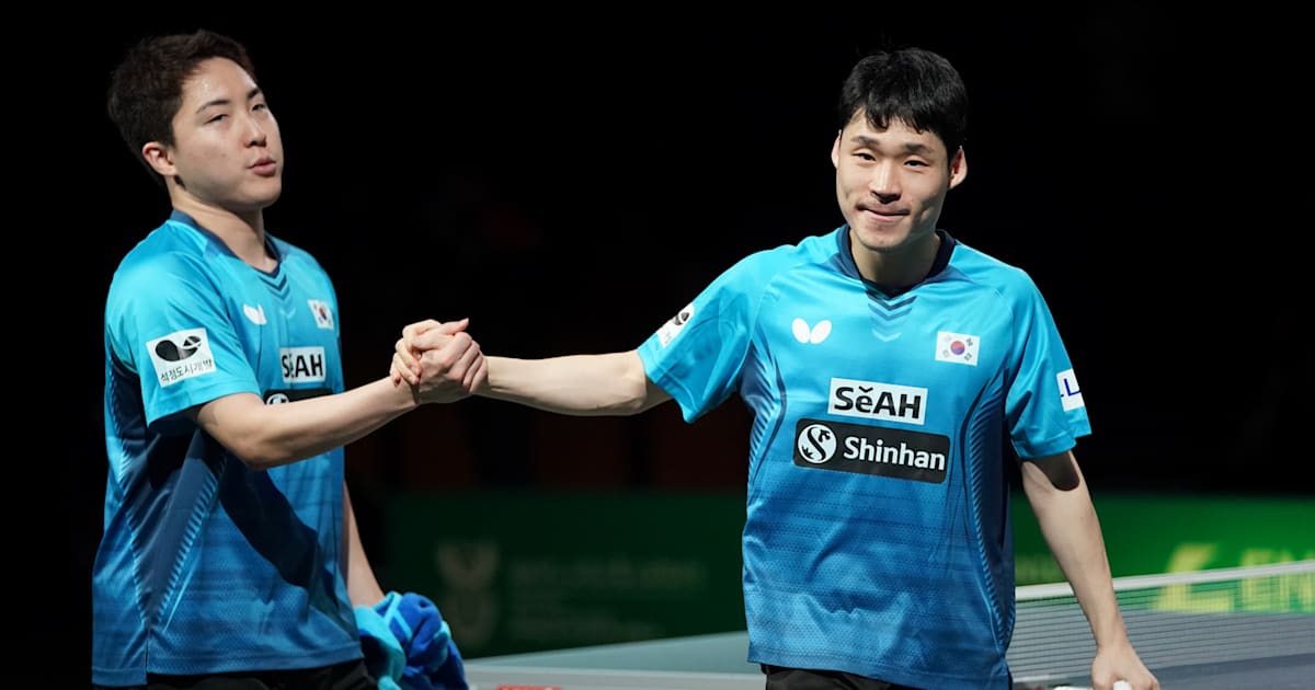 Jang Woo-jin e Lim Jong-hoon conquistaram a medalha de prata em duplas ...
