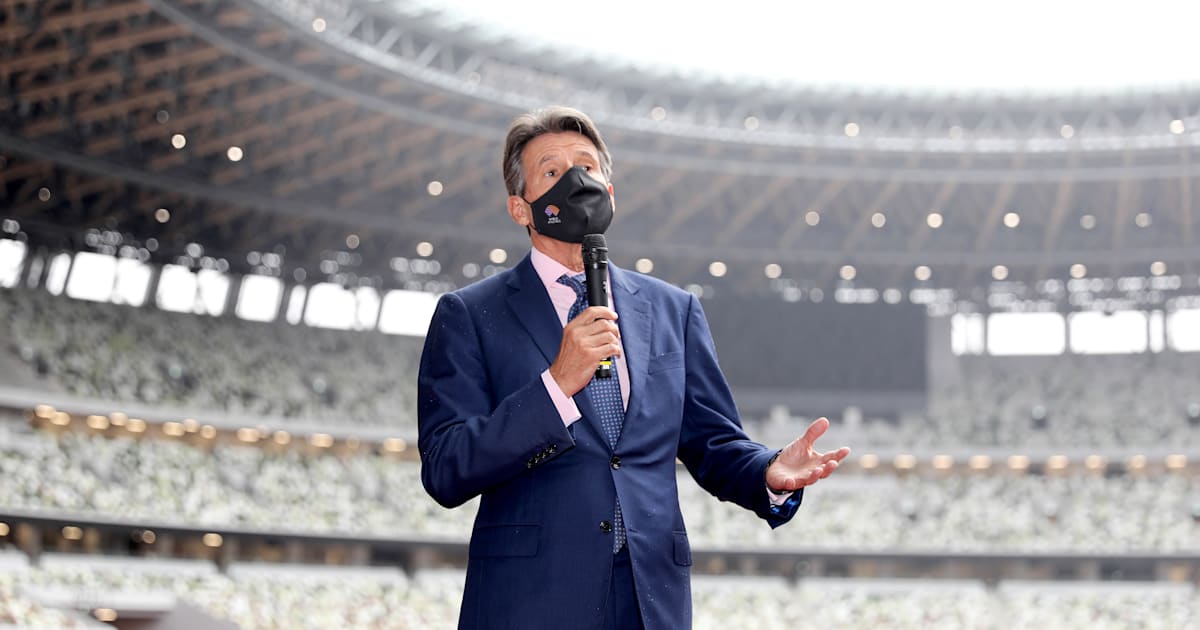 World Athletics president Sebastian Coe visits the Olympic Stadium