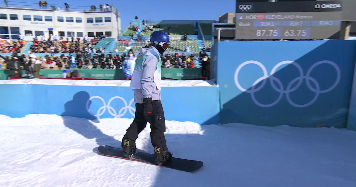 Moments | Beijing 2022 - Snowboard - M. Kleveland - Sliding into 4th on ...