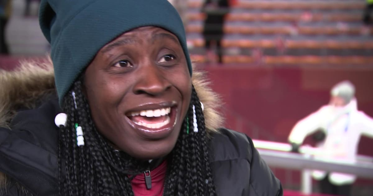Nigeria's Simidele Adeagbo finishes last in the Women's Skeleton