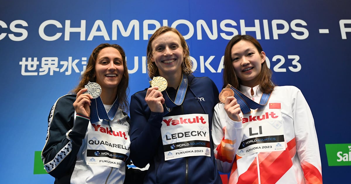 Simona Quadarella argento ai Mondiali di nuoto 2023 di Fukuoka nei 1500 metri stile libero ...