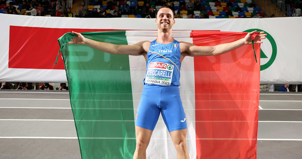 Samuele Ceccarelli oro nei 60 metri a Istanbul 2023, Marcell Jacobs ...