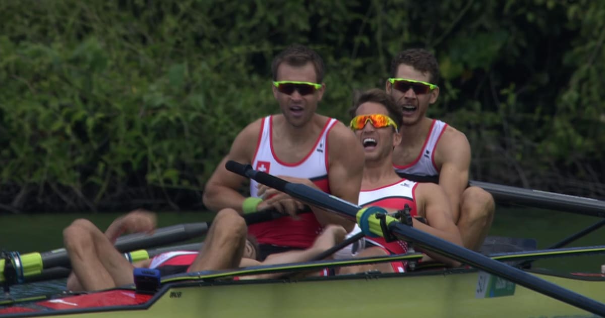 Switzerland's rowing team win Men's Rowing Lightweight Four gold