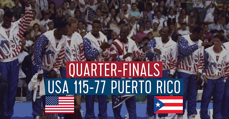 USA vs Puerto Rico (Quarter-Final) | Dream Team Barcelona '92