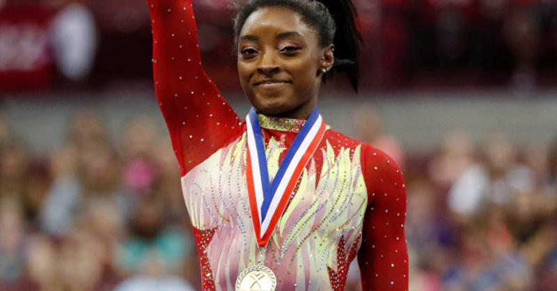 COLUMBUS, OH – JULY 28: Simone Biles competes during the 2018 U.S ...