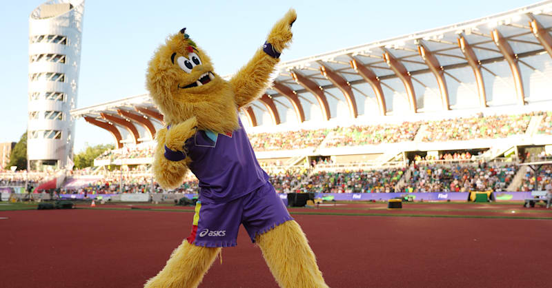 Legend the Bigfoot, mascot of the track and field World Athletics ...